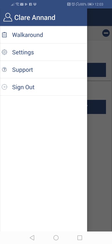 Walkaround Checks: Transpoco Drivers app home page