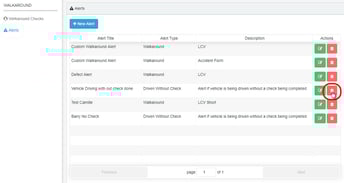 Walkaround Checks: How do I delete an alert?