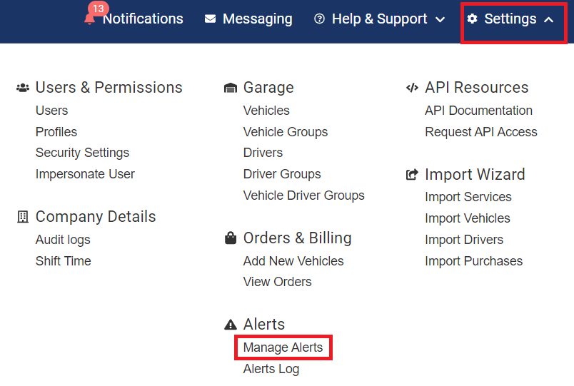 Alerts (exception reporting)-